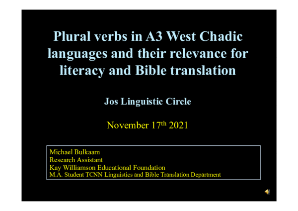 (PDF) Plural verbs in A3 West Chadic languages and their relevance for ...
