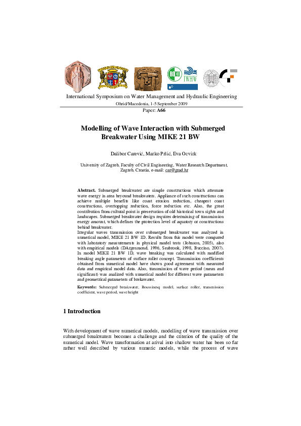 (PDF) Modelling of Wave Interaction with Submerged Breakwater Using MIKE 21 BW