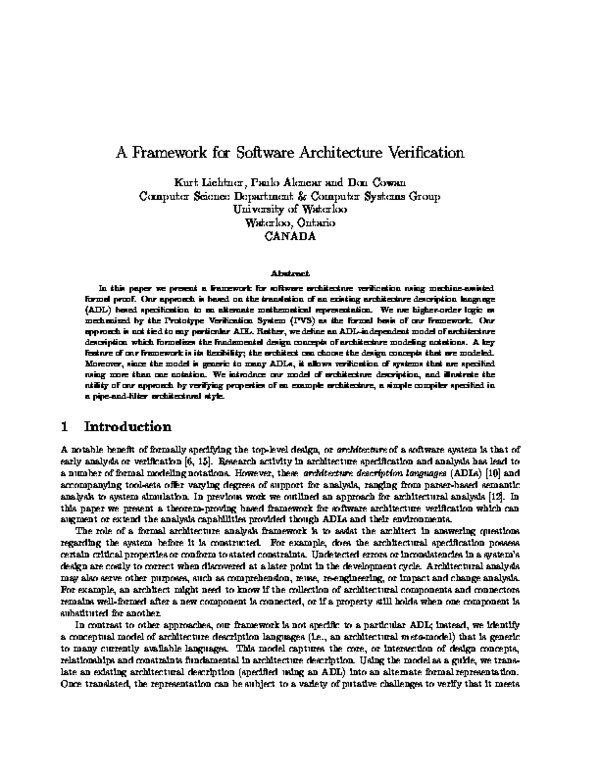 (PDF) A framework for software architecture verification
