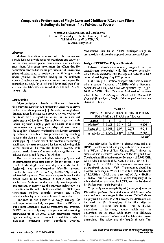 (PDF) Comparative Performance of Single Layer and Multilayer Microwave ...