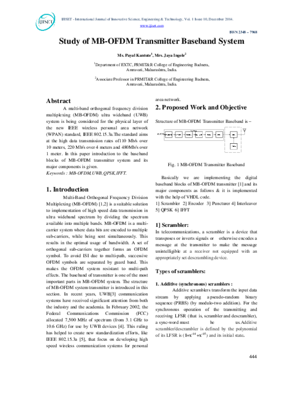 (PDF) Study of MB-OFDM Transmitter Baseband System