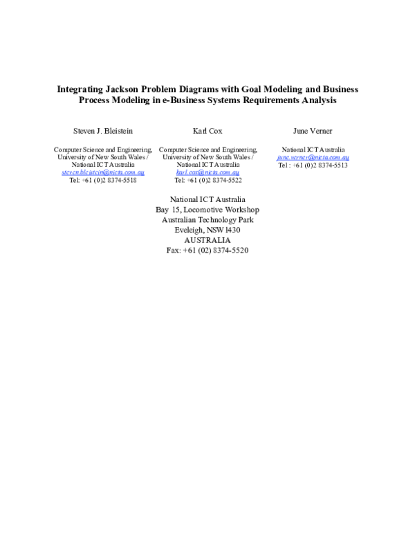 (PDF) Integrating Jackson Problem Diagrams with Goal Modeling and ...