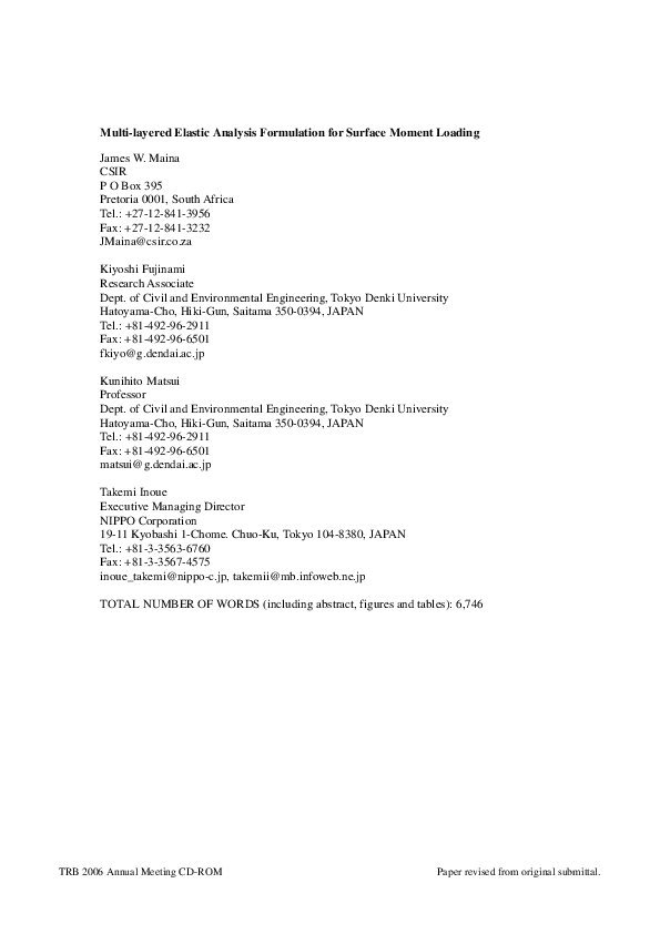 (PDF) Multilayered elastic analysis formulation for surface moment loading