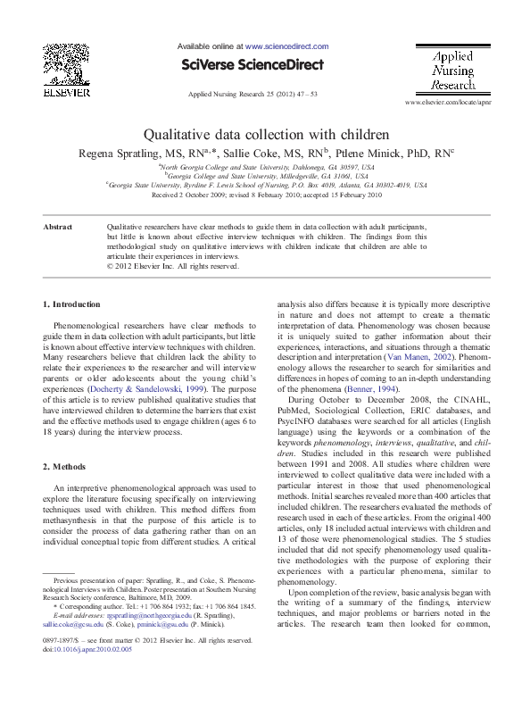 (PDF) Qualitative data collection with children