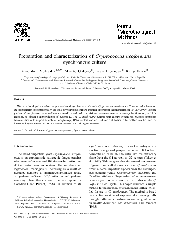 (PDF) Preparation and characterization of Cryptococcus neoformans ...