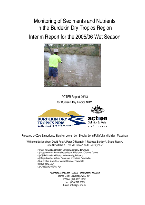 (PDF) Monitoring of Sediments and Nutrients in the Burdekin Dry Tropics ...