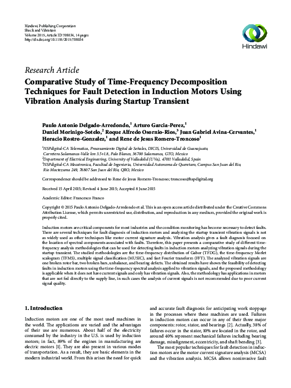 (PDF) Time-Frequency Techniques for Induction Motor Faults