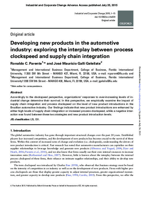 (PDF) Developing new products in the automotive industry: exploring the ...