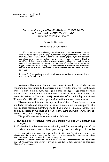 (PDF) On a metric, unidimensional unfolding model for attitudinal and ...