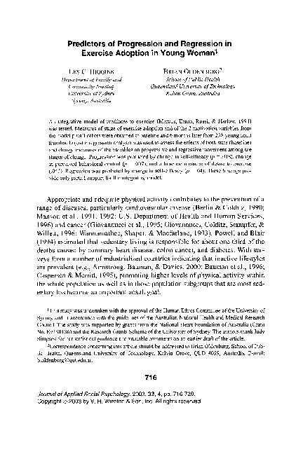 (PDF) Predictors of Progression and Regression in Exercise Adoption in ...