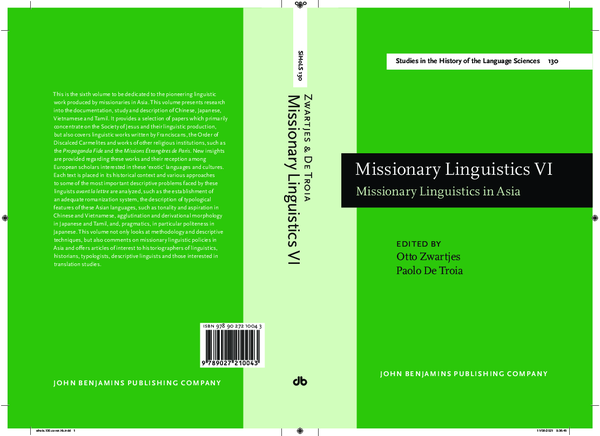 (PDF) Missionary Linguistics VI. Missionary Linguistics in Asia ...