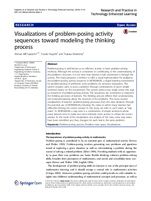 (PDF) Visualizations of problem-posing activity sequences toward ...