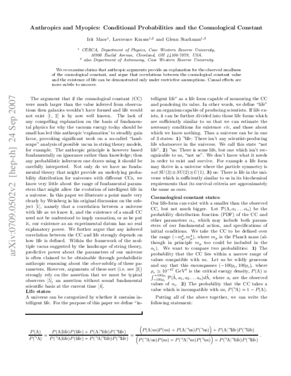 (PDF) Anthropic Arguments and the Cosmological Constant, with and ...