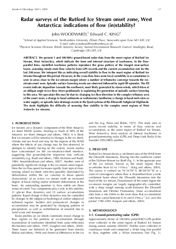 (PDF) Radar surveys of the Rutford Ice Stream onset zone, West ...