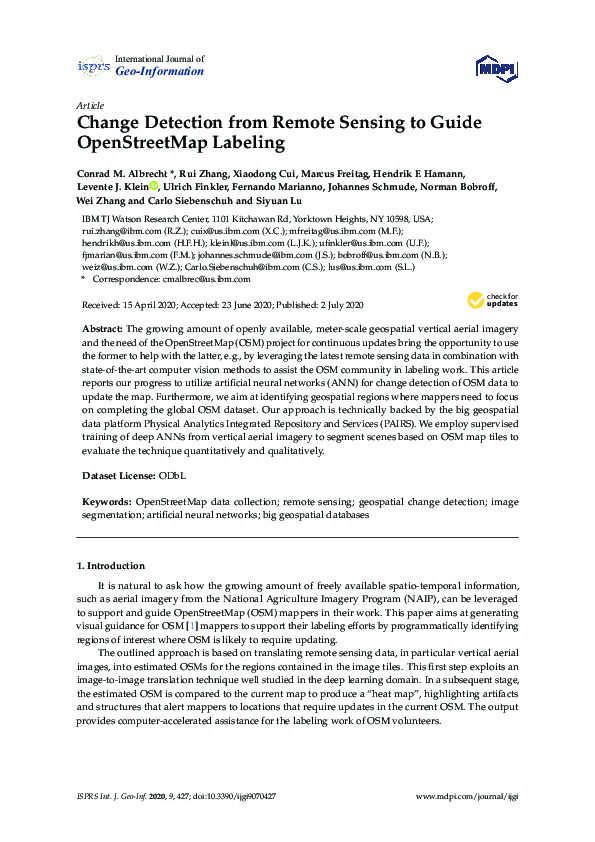 (PDF) Change Detection from Remote Sensing to Guide OpenStreetMap Labeling