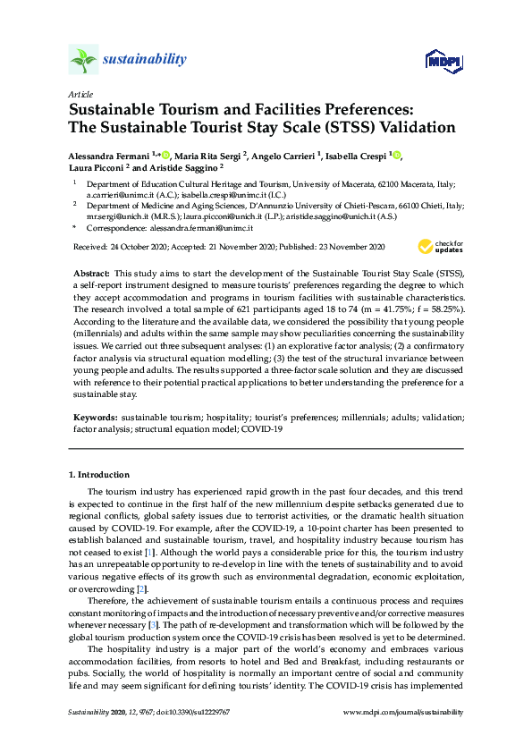 (PDF) Sustainable Tourism and Facilities Preferences: The Sustainable ...