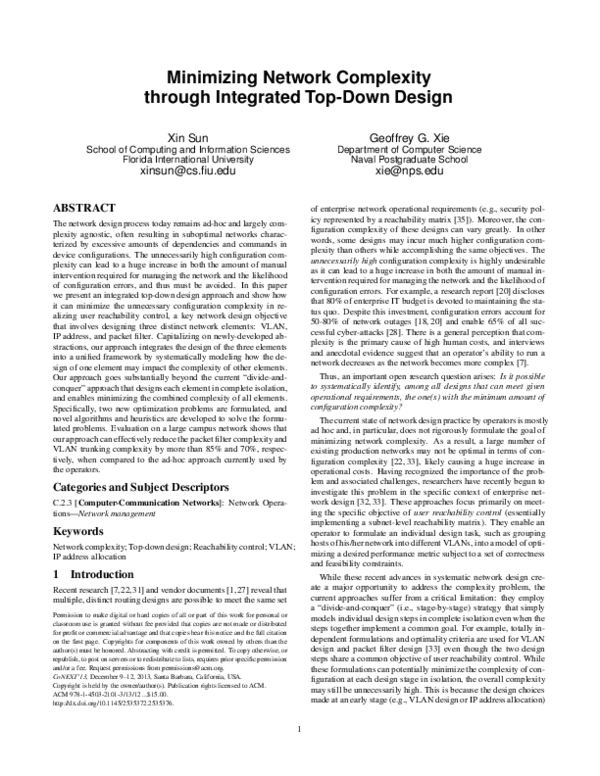 (PDF) Minimizing network complexity through integrated top-down design