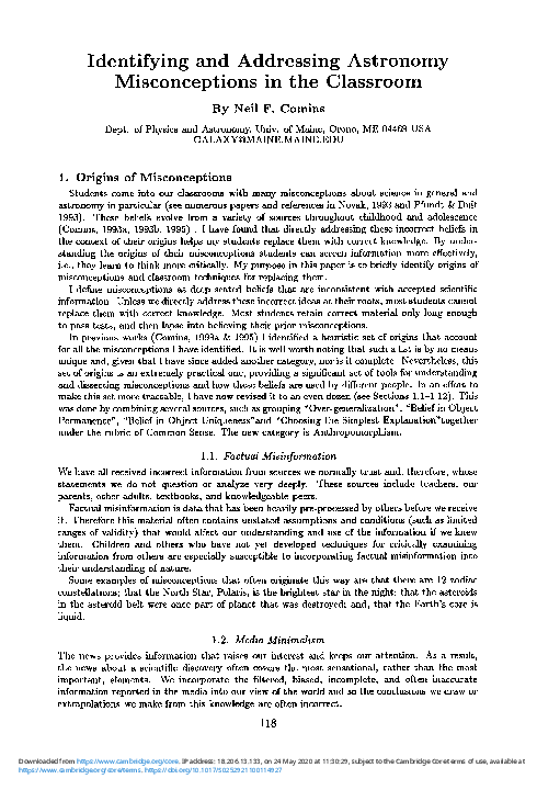 (PDF) Identifying and Addressing Astronomy Misconceptions in the Classroom