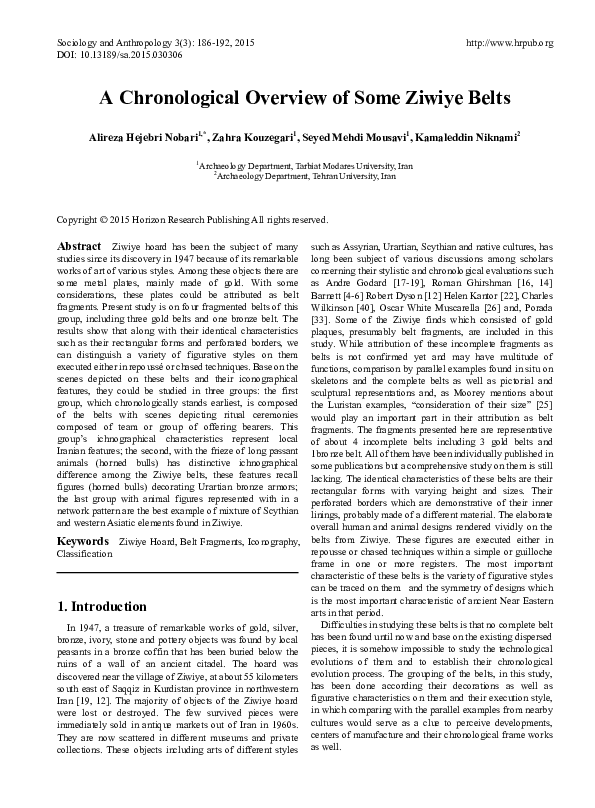 (PDF) A Chronological Overview of Some Ziwiye Belts