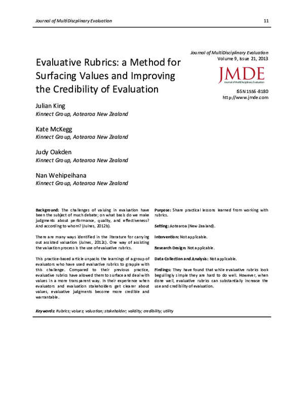 (PDF) Rubrics: A Method for Surfacing Values and Improving the ...