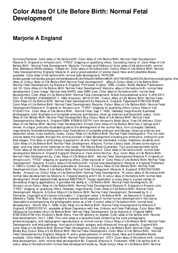 (PDF) Color atlas of life before birth: Normal fetal development