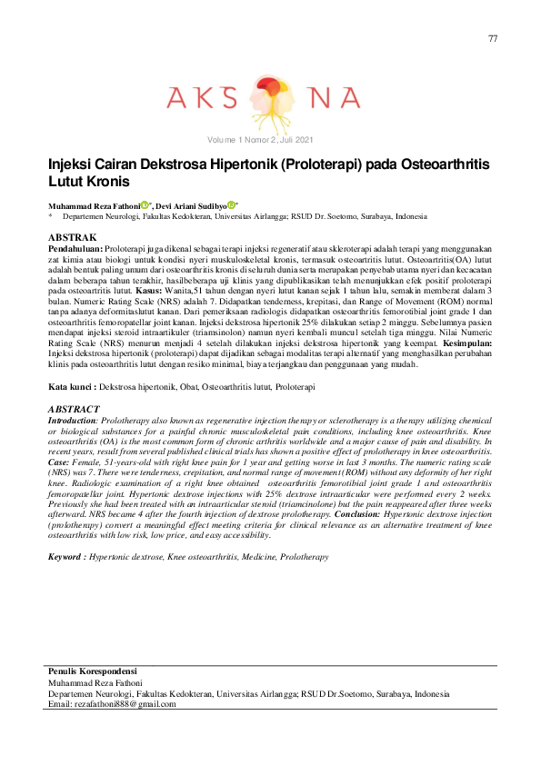 (PDF) Injeksi Cairan Dekstrosa Hipertonik (Proloterapi) pada ...