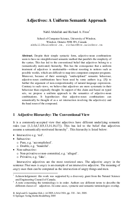 (PDF) Adjectives: A Uniform Semantic Approach