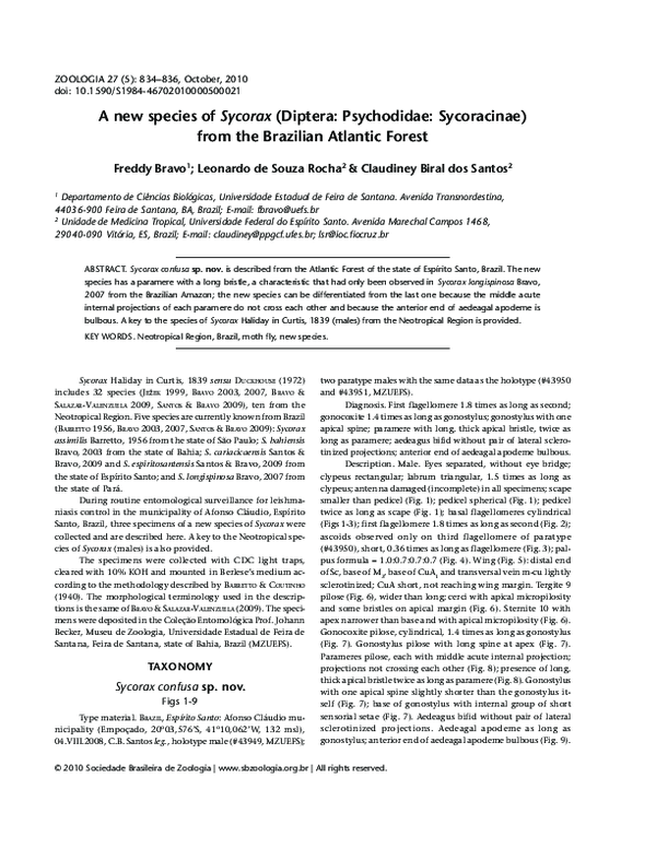 (PDF) A new species of Sycorax (Diptera: Psychodidae: Sycoracinae) from ...