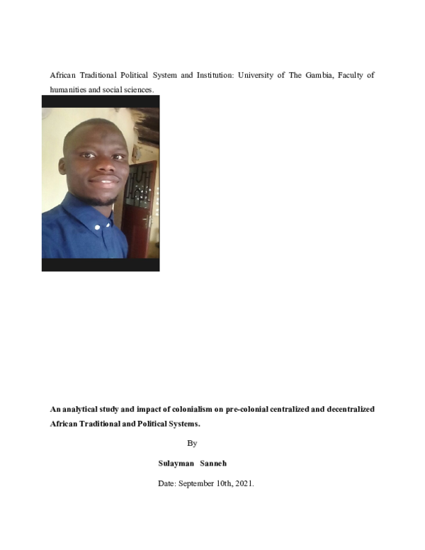 (DOC) African Traditional Political Systems and Intitutions