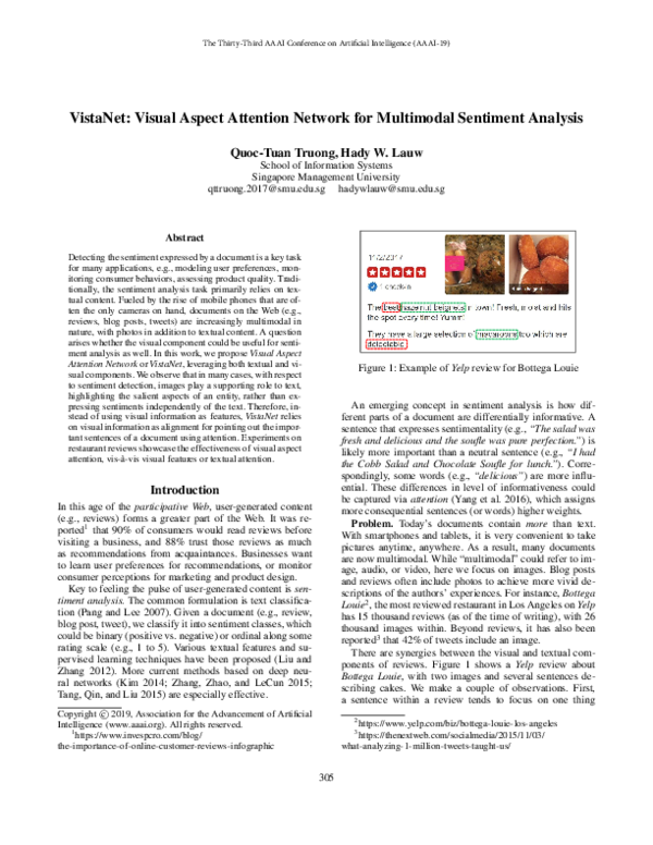 (PDF) VistaNet: Visual Aspect Attention Network for Multimodal Sentiment Analysis