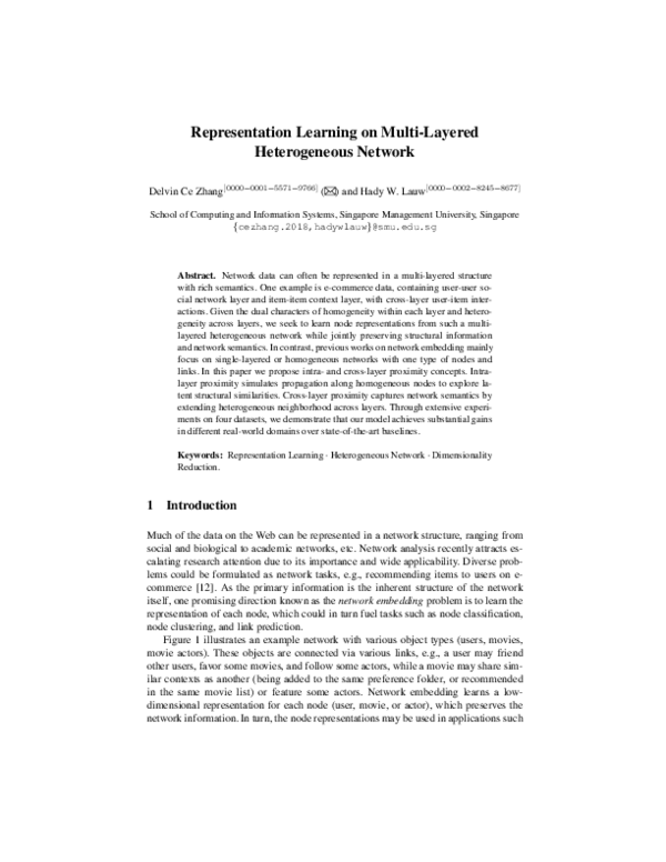 (PDF) Representation Learning on Multi-layered Heterogeneous Network
