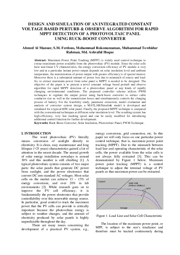 Pdf Design And Simulation Of An Integrated Constant Voltage Based Perturb And Observe Algorithm 0960