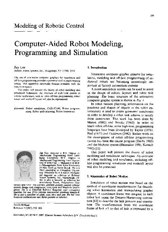 (PDF) Computer-aided robot modeling, programming and simulation