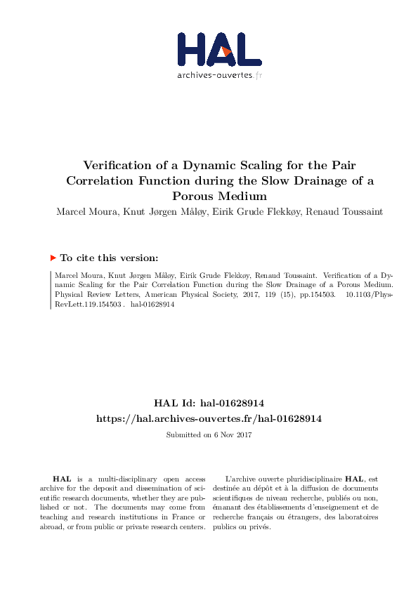 Pdf Verification Of A Dynamic Scaling For The Pair Correlation