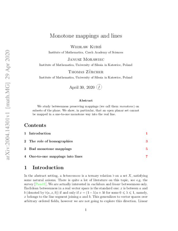 (PDF) Monotone mappings and lines