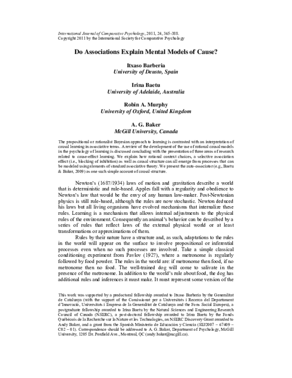 (PDF) Do Associations Explain Mental Models of Cause? | Robin Murphy ...
