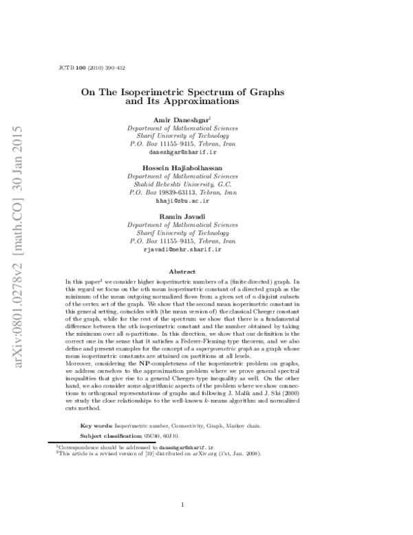 (PDF) On the isoperimetric spectrum of graphs and its approximations