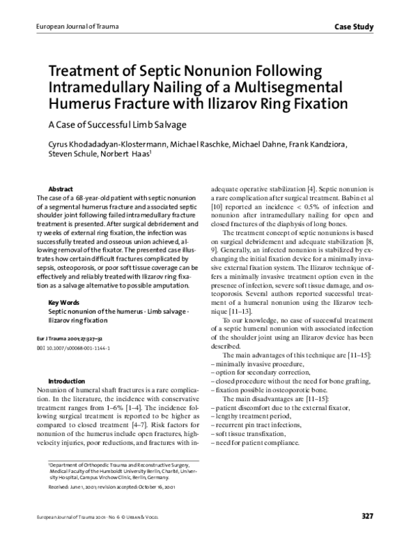 (PDF) Treatment of Septic Nonunion Following Intramedullary Nailing of ...