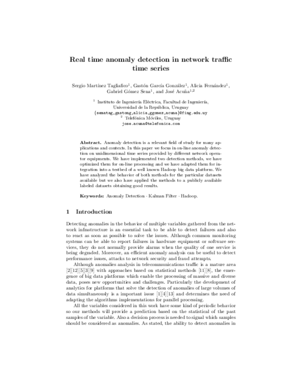 Pdf Real Time Anomaly Detection In Network Traffic Time Series
