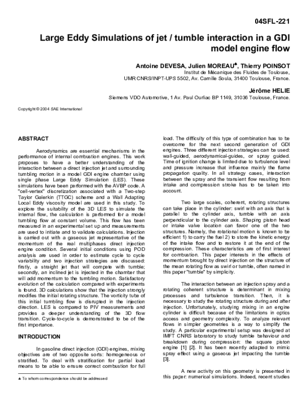 (PDF) Large Eddy Simulations of Jet / Tumble Interaction in a GDI Model ...
