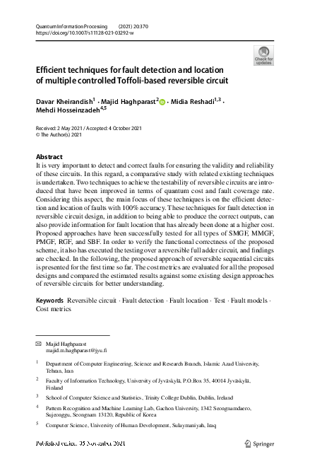 Pdf Efficient Techniques For Fault Detection And Location Of Multiple
