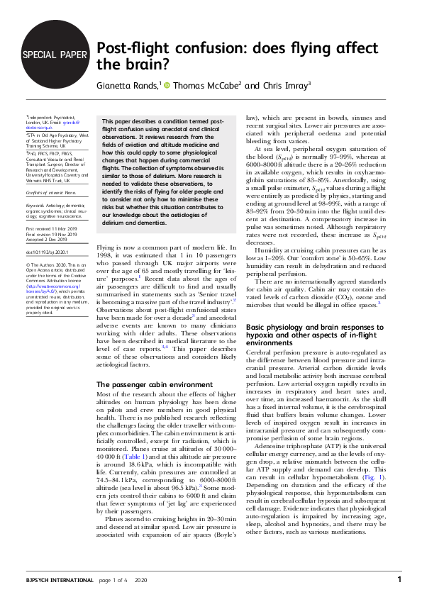 (PDF) Post-flight confusion: does flying affect the brain?