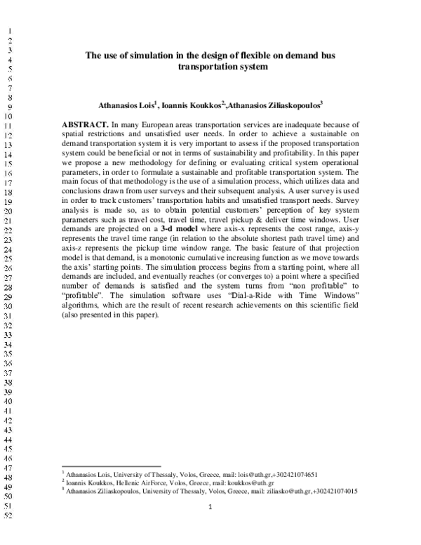 (PDF) The Use of Dial-A-Ride Algorithms in the Design of a Profitable ...