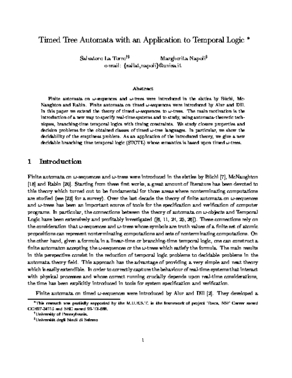 (PDF) Timed tree automata with an application to temporal logic