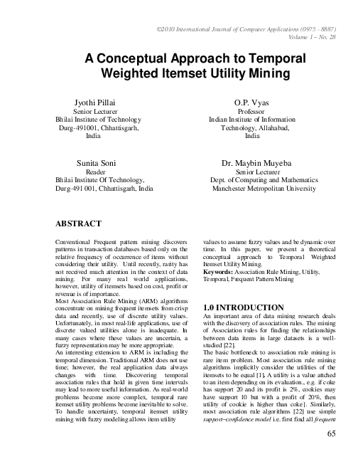 (PDF) A Conceptual Approach to Temporal Weighted Itemset Utility Mining