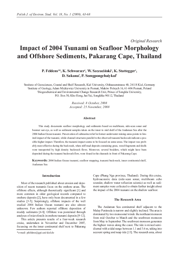 (PDF) Impact of 2004 Tsunami on Seafloor Morphology and Offshore ...