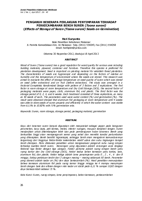 (PDF) PENGARUH BEBERAPA PERLAKUAN PENYIMPANAN TERHADAP PERKECAMBAHAN ...
