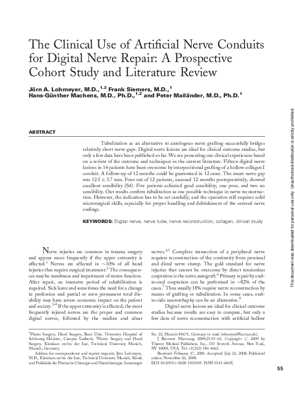 (PDF) The Clinical Use of Artificial Nerve Conduits for Digital Nerve ...