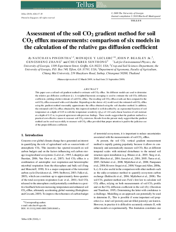 (PDF) Assessment of the soil CO2 gradient method for soil CO2 efflux ...