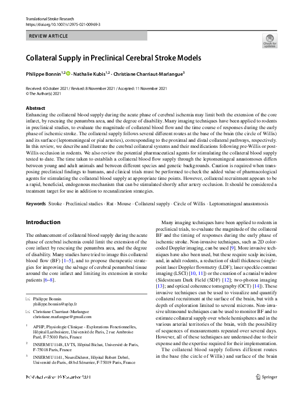 (PDF) Collateral Supply in Stroke Models: A Review